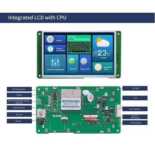 Màn hình HMI UART 5inch TFT IPS DWIN, 800x480 Cảm ứng điện trở