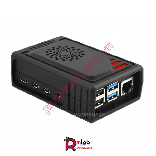 Spacecraft Style Case có quạt tản nhiệt và chân đế dành cho Raspberry Pi 4